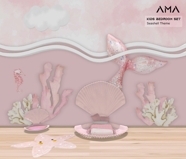 Second Life Marketplace - [AMA] Kids Bedroom Set - Seashell Theme